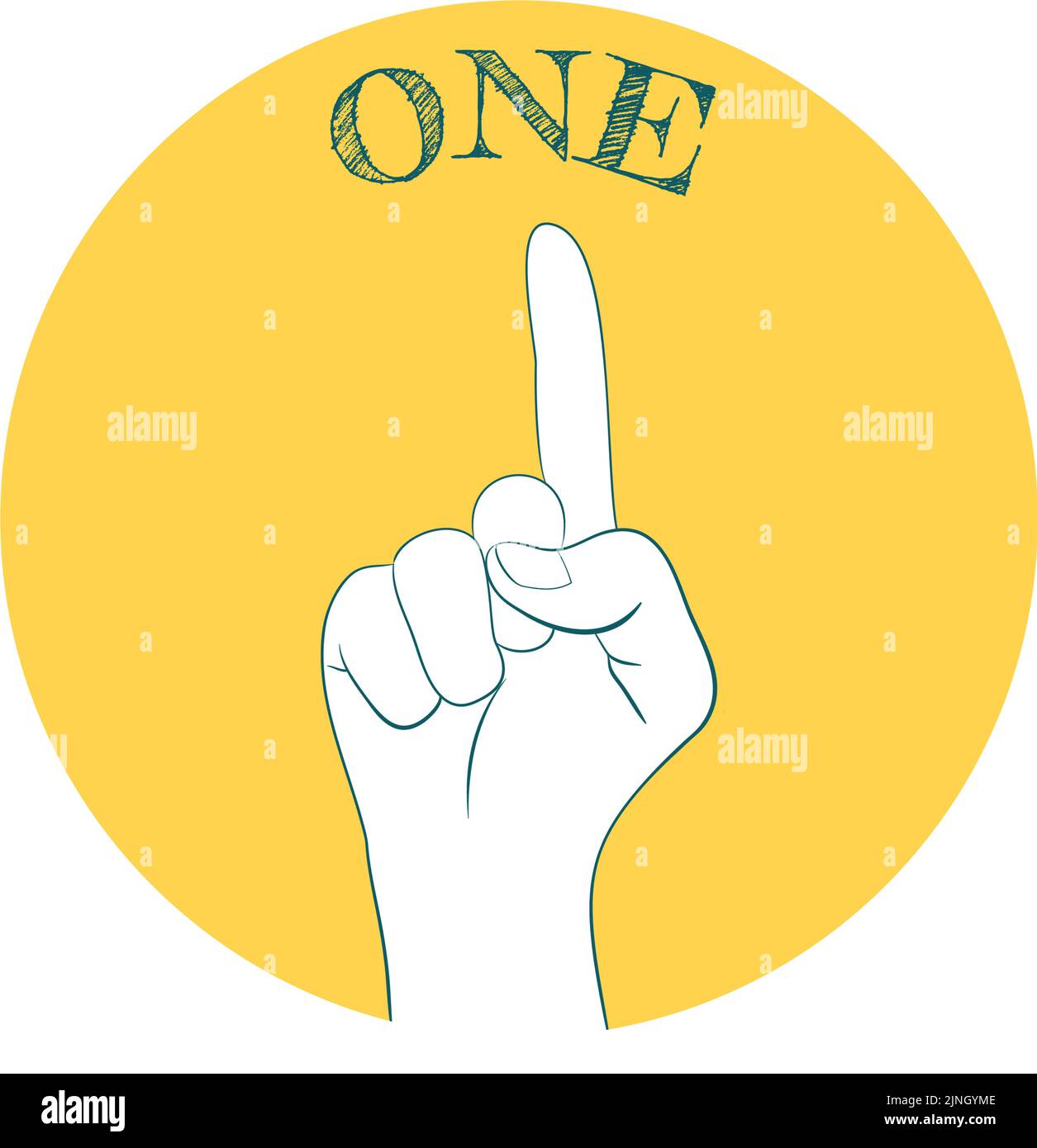 Hand sign icon, number 1, finger letters Vector illustration Stock ...