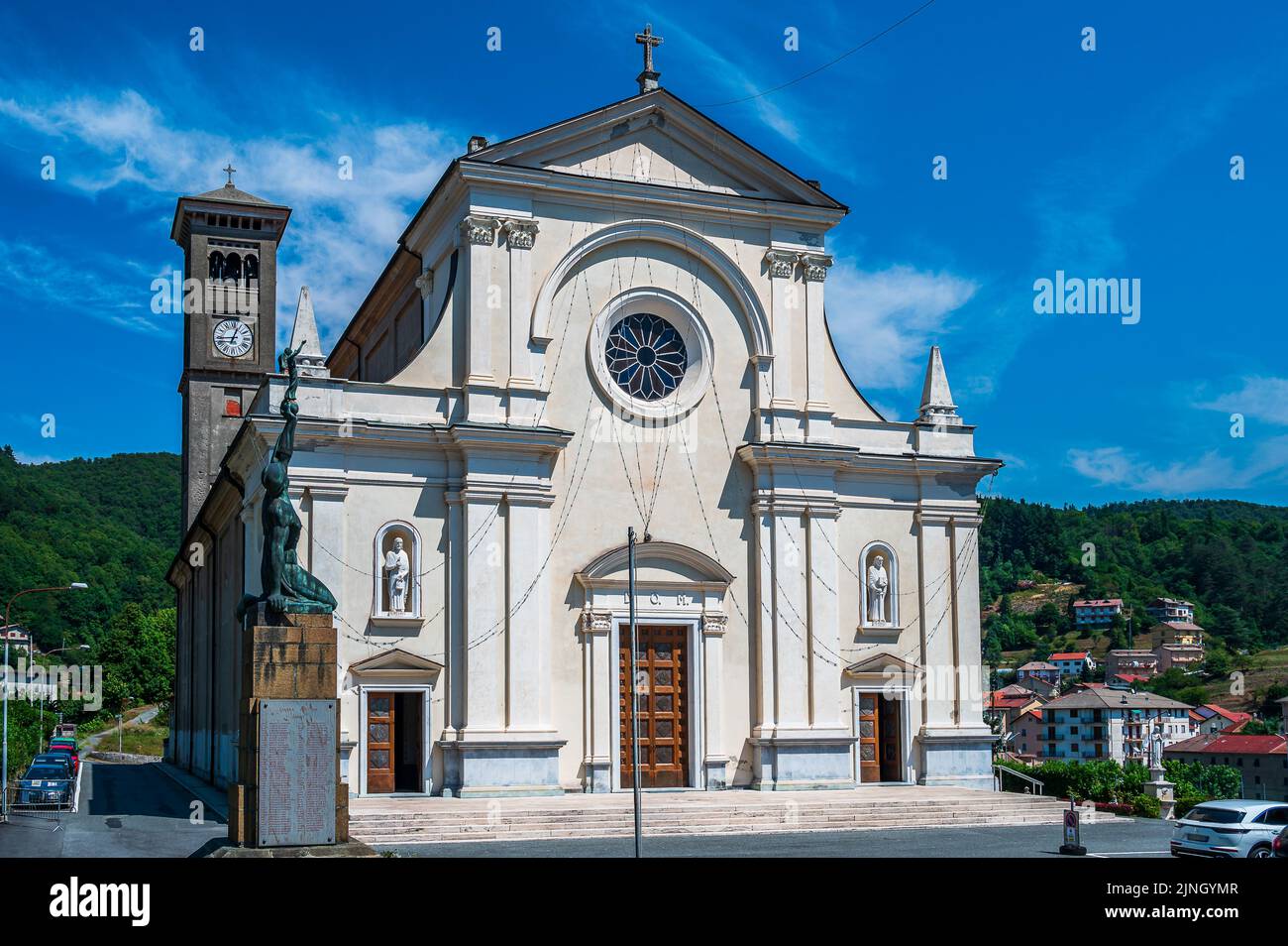 The church of Masone, little village in the inland of Genoa, near the ...