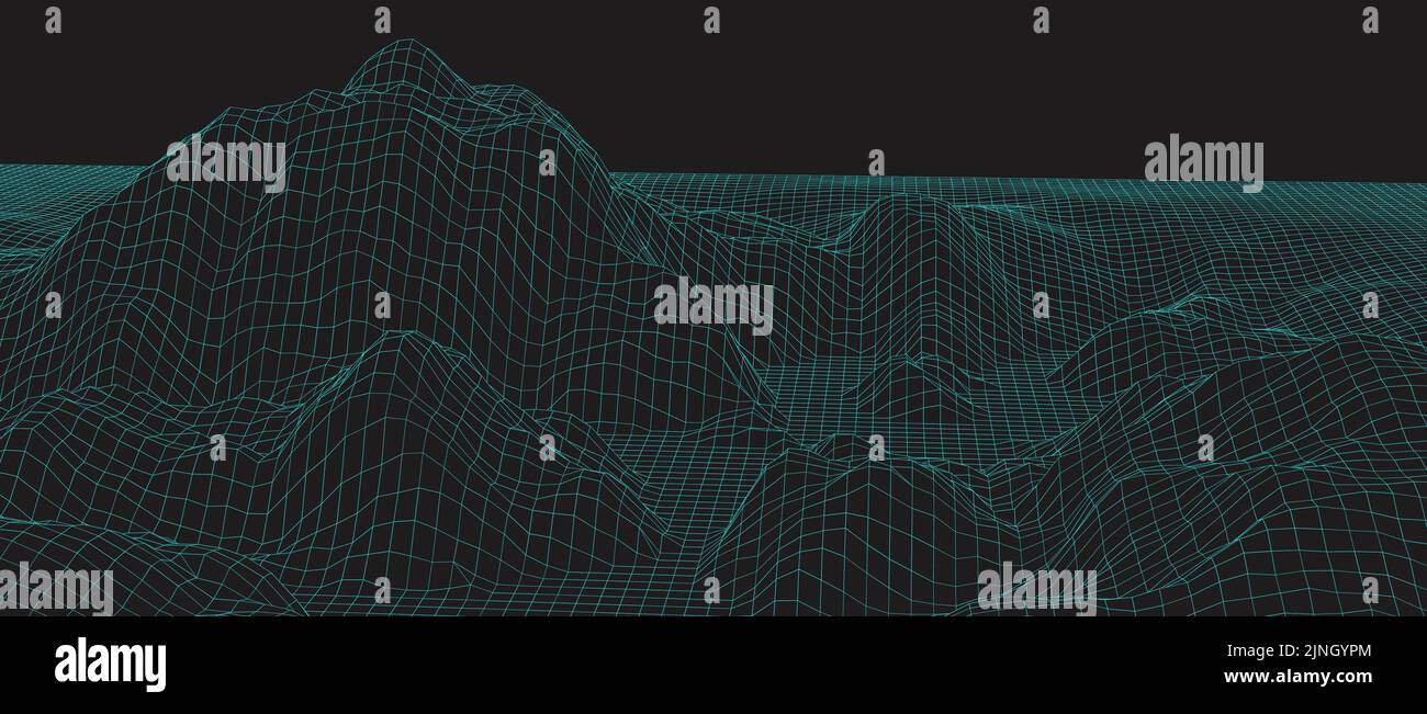 3D rendered illustration of terrain wireframe mesh Stock Vector Image ...