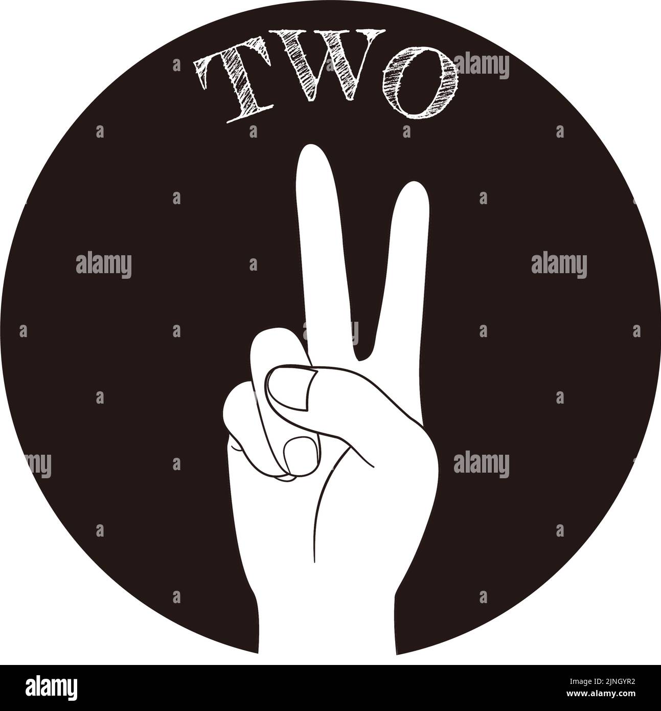 Hand sign icon, number 2, finger letters Vector illustration Stock ...
