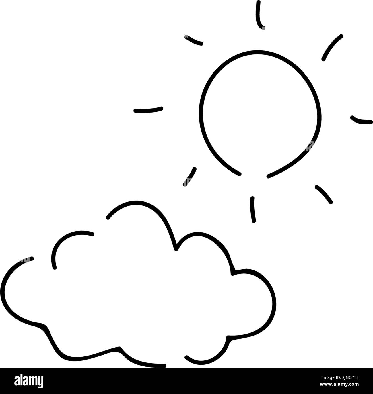 Analog handwriting style loose touch icon: Sunny and sometimes cloudy ...