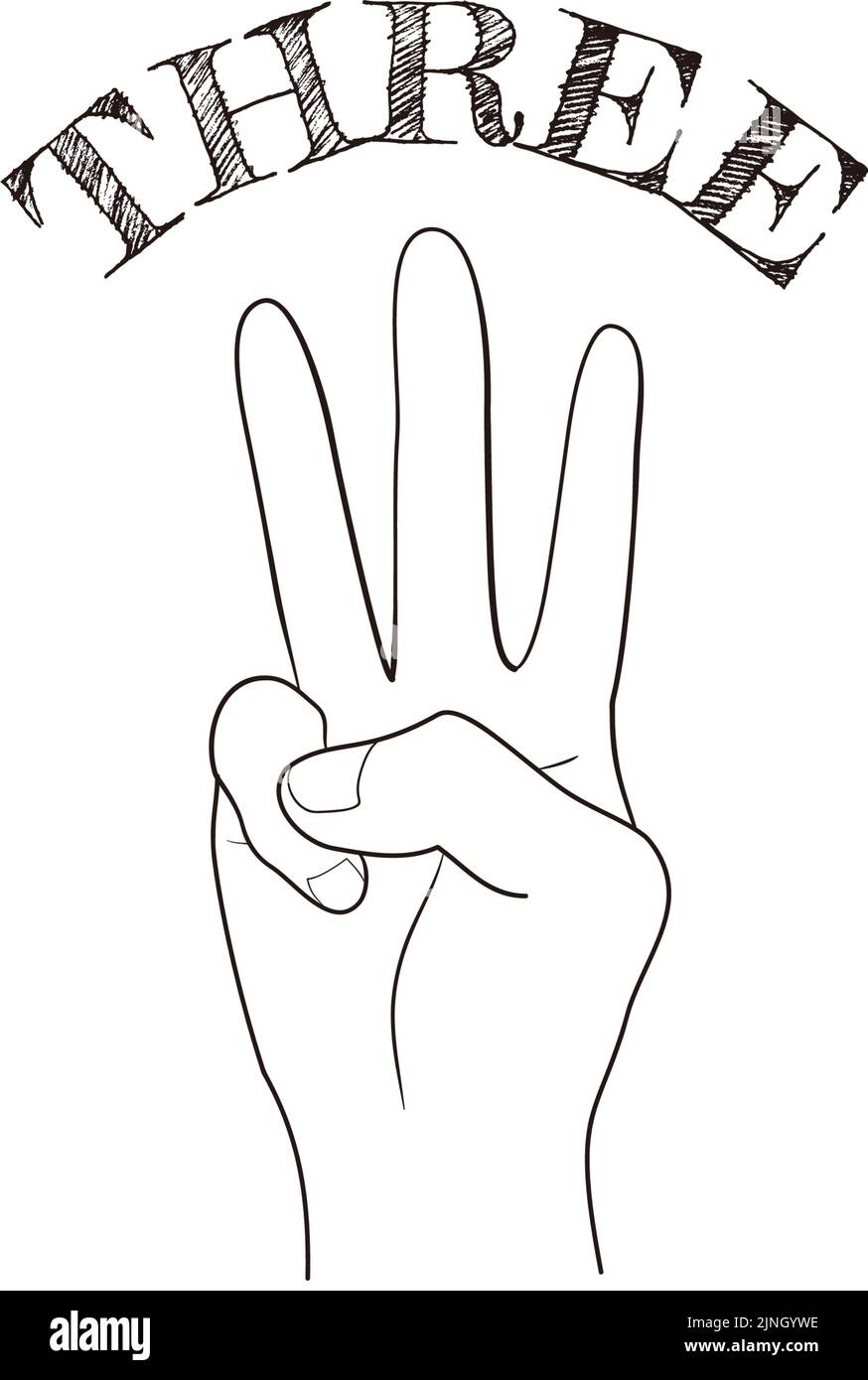 Hand sign icon, number 3, finger letters Vector illustration Stock ...
