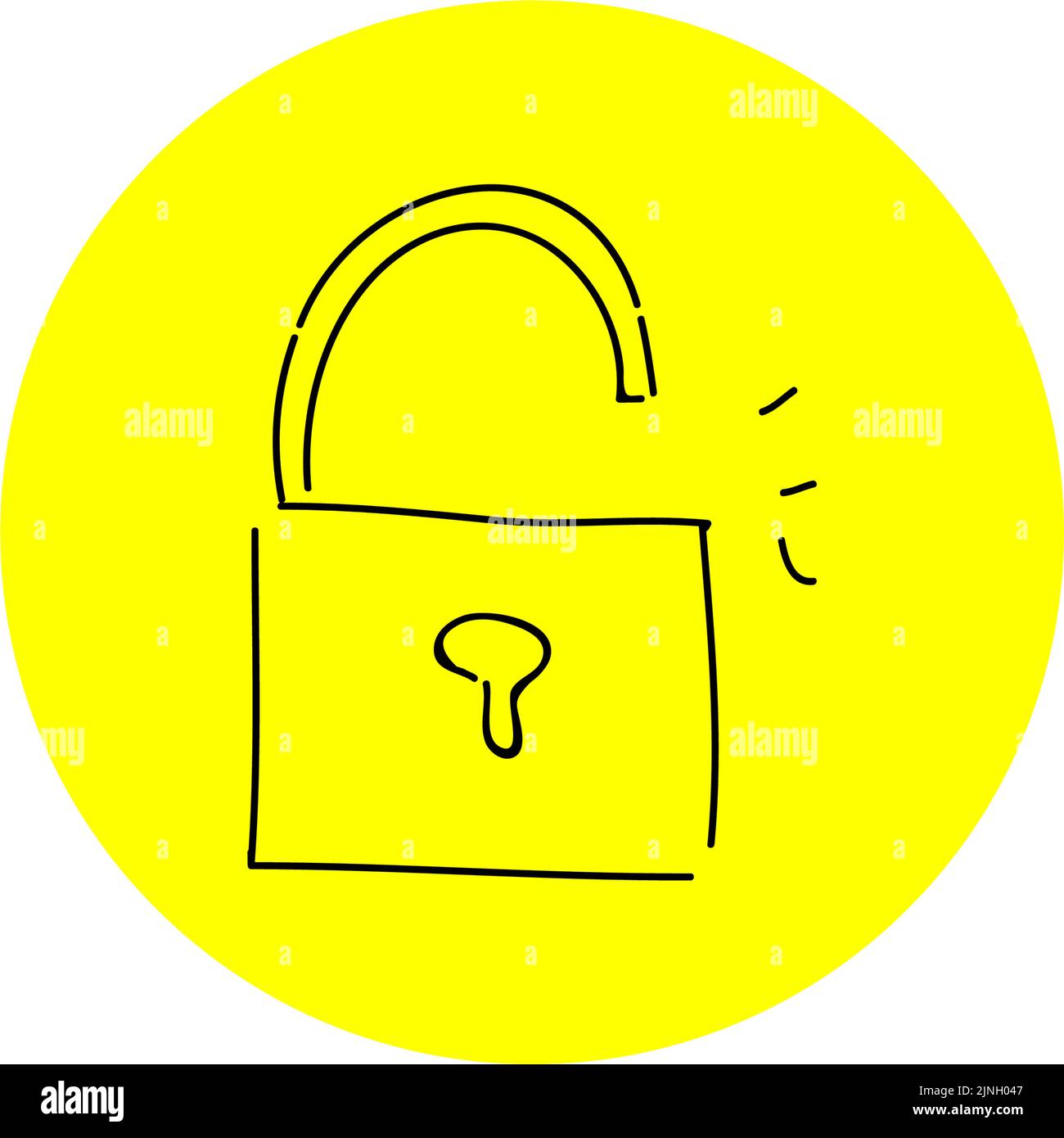 Handwritten simple icon illustration: padlock, unlock Stock Vector ...