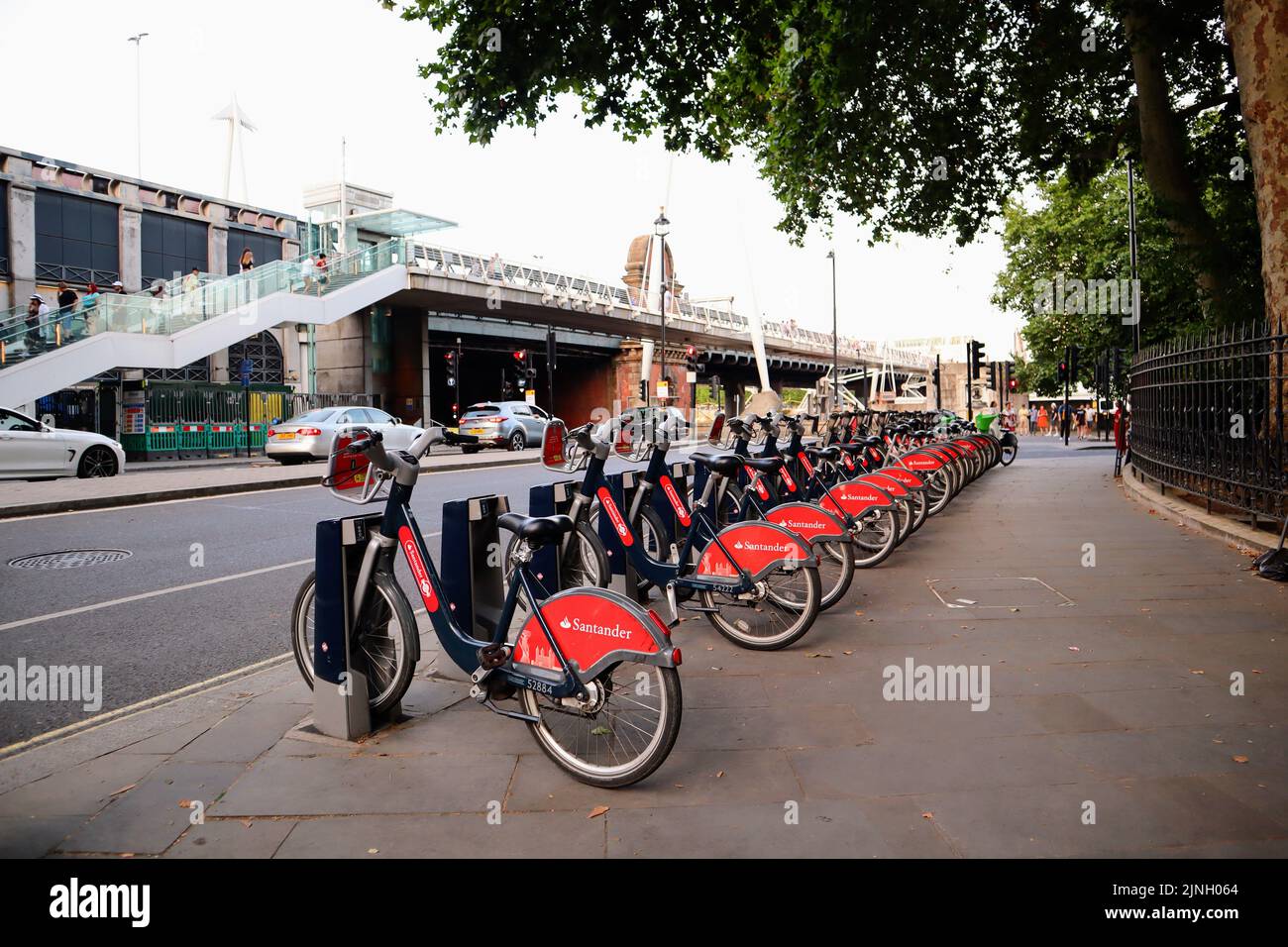 A view from the dock station of London Santander Cycle Bikes on the ...
