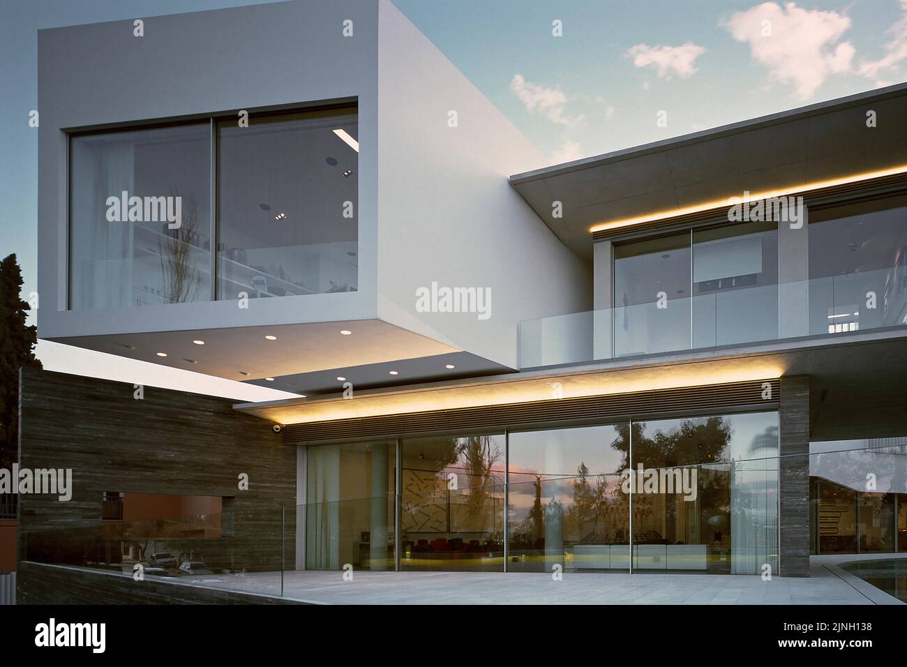 Modern luxury villa exterior with big windows Stock Photo - Alamy