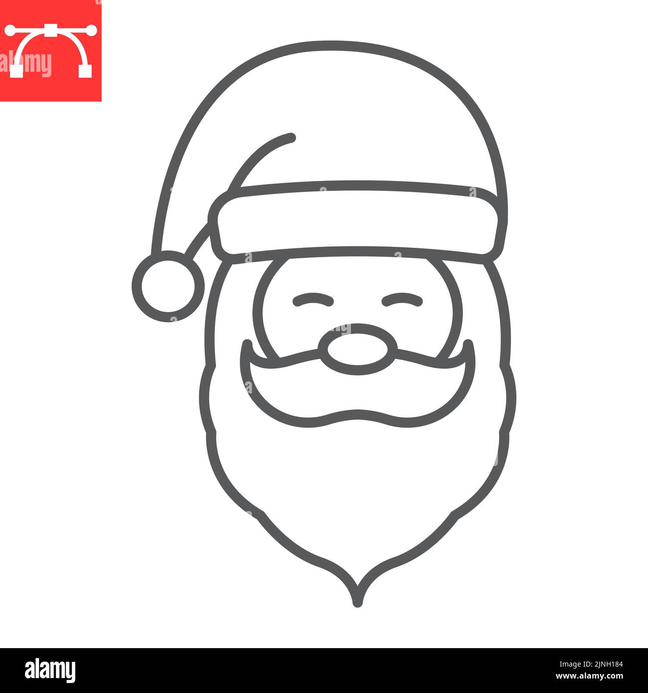 Santa Claus line icon, Christmas and holiday, Santa Claus face vector ...