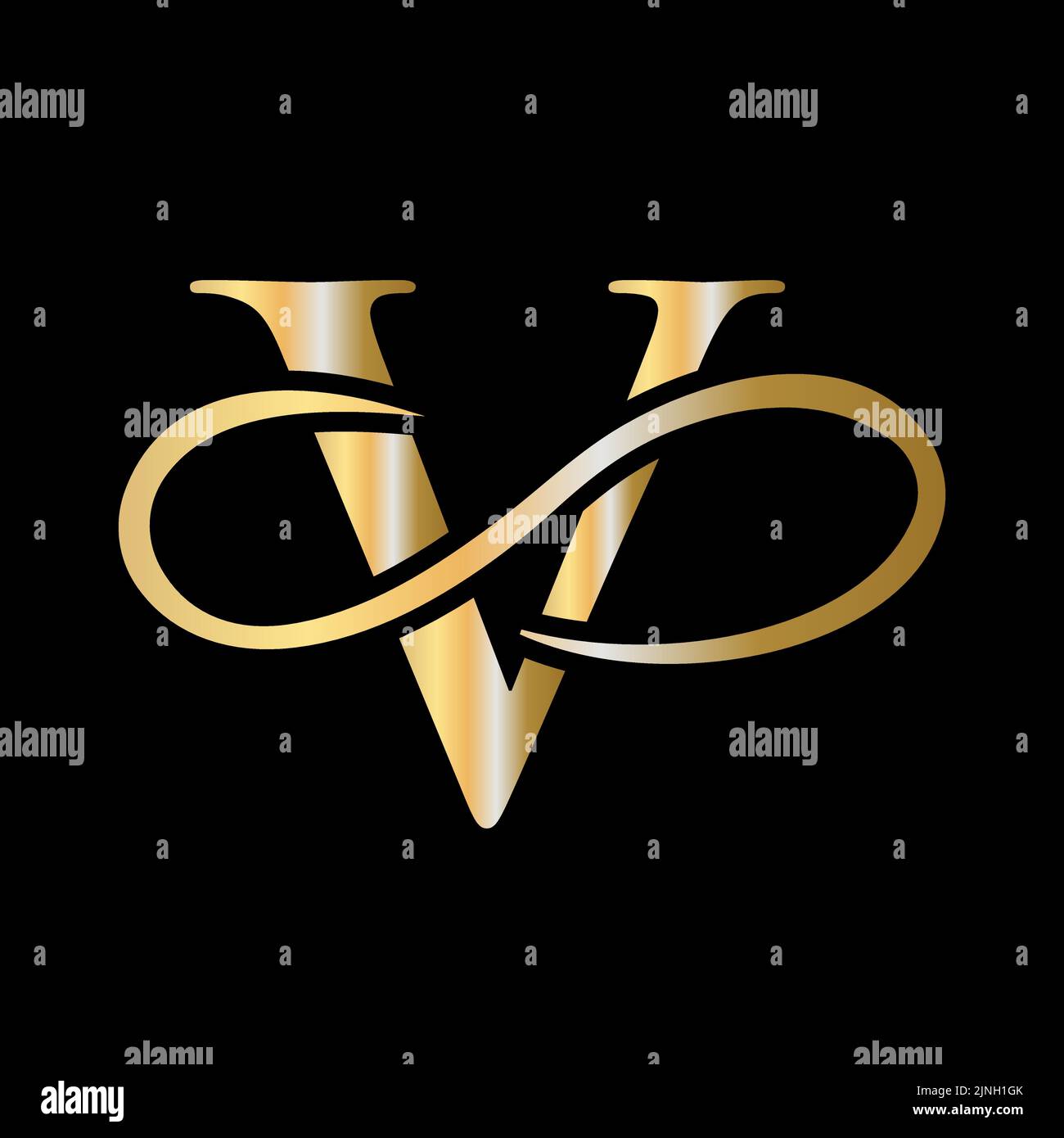 Initial letter V logo with swoosh, gold template. Modern V logotype for ...