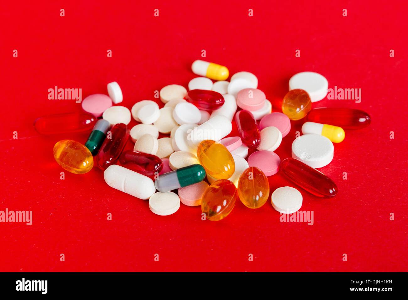 Many different colorful medication and pills perspective view. Set of ...