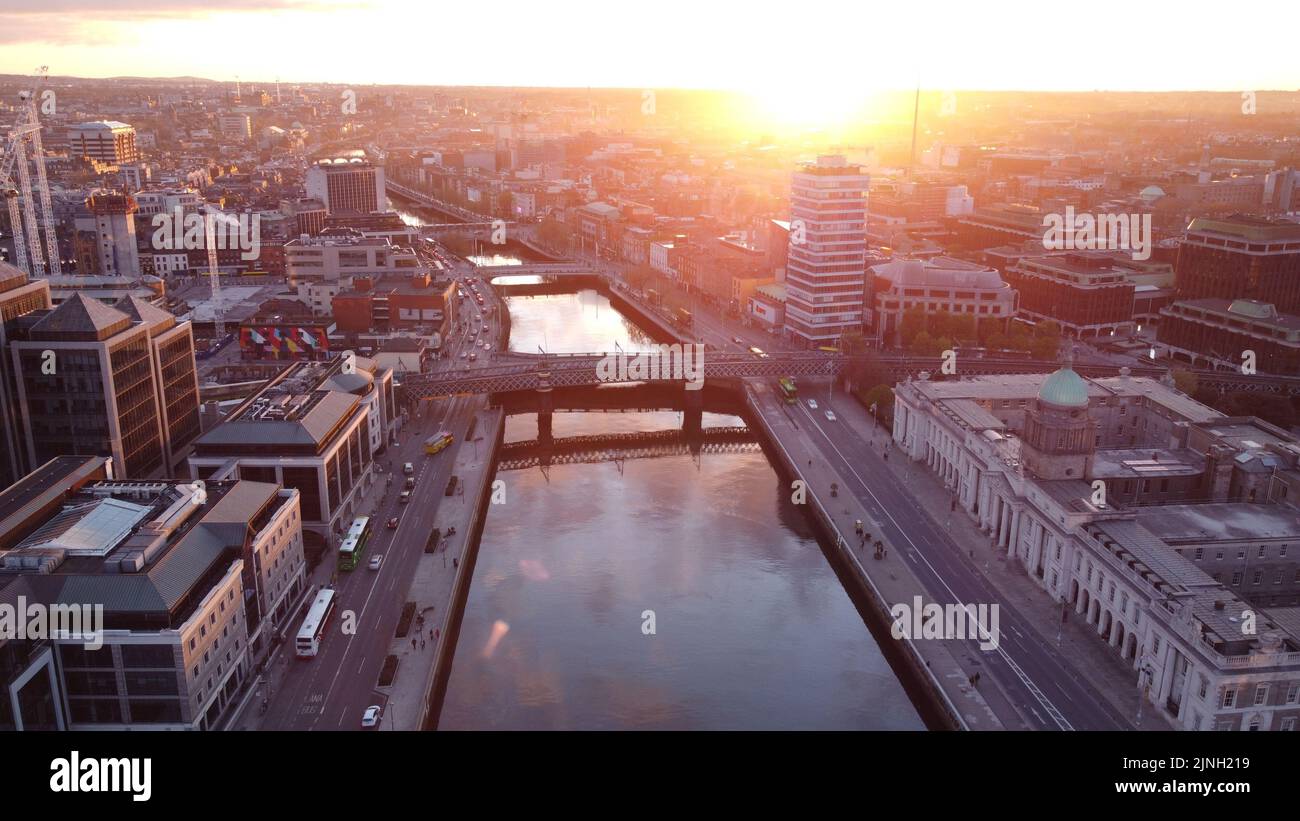 A breathtaking aerial view of the Dublin cityscape with lovely ...