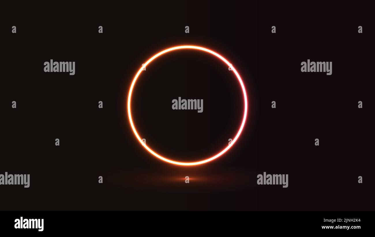 Vector illustration of glowing orange circle with reflection on the ...