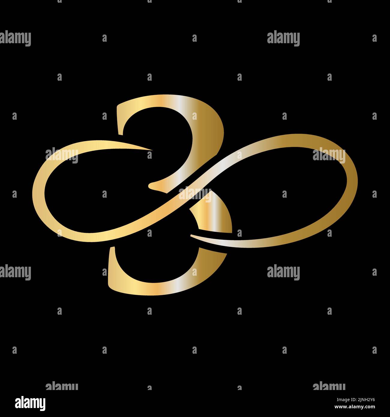 Initial 3 monogram alphabet. Letter 3 with swoosh, gold logo template ...
