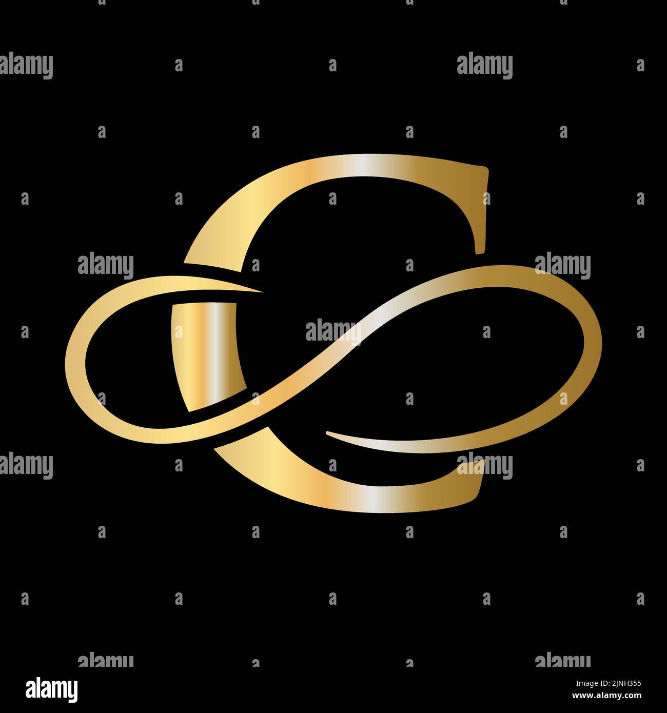 Initial C monogram alphabet. Creative letter C with swoosh, gold logo ...