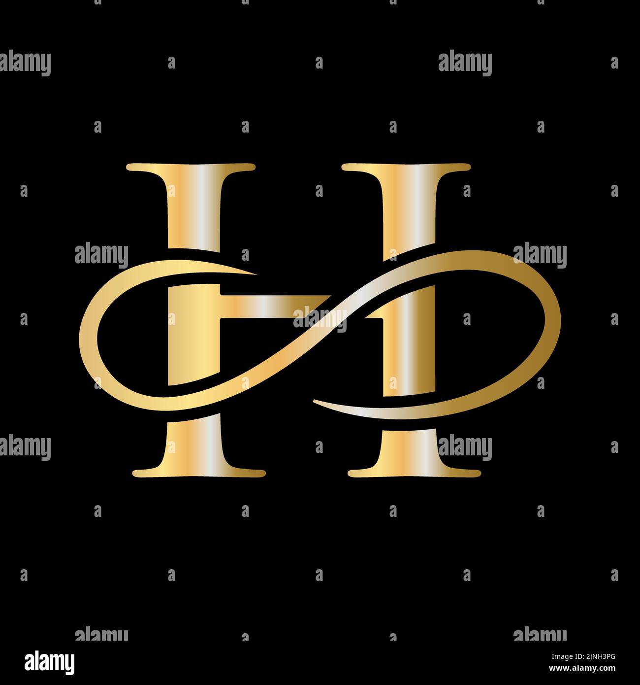 Initial letter H logo with swoosh, gold template. Modern H logotype for ...