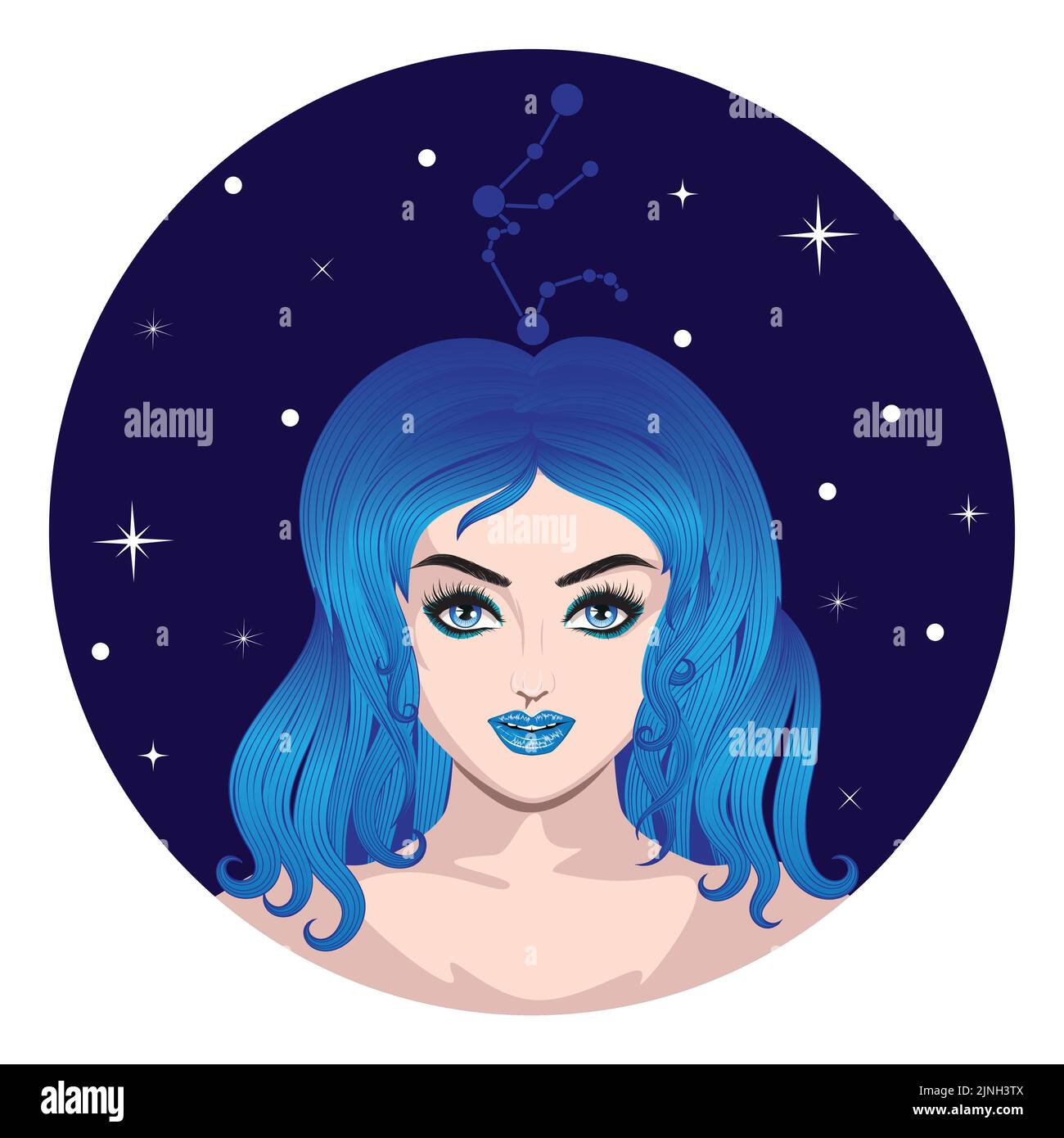 Abstract fantasy Aquarius girl, zodiac sign avatar design Stock Vector ...