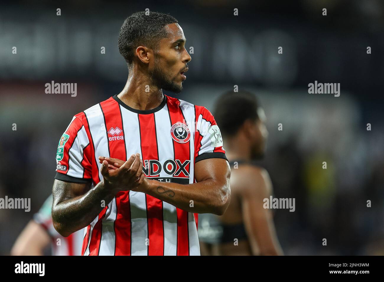 Max Lowe #13 of Sheffield United applauds the away fans after full time ...