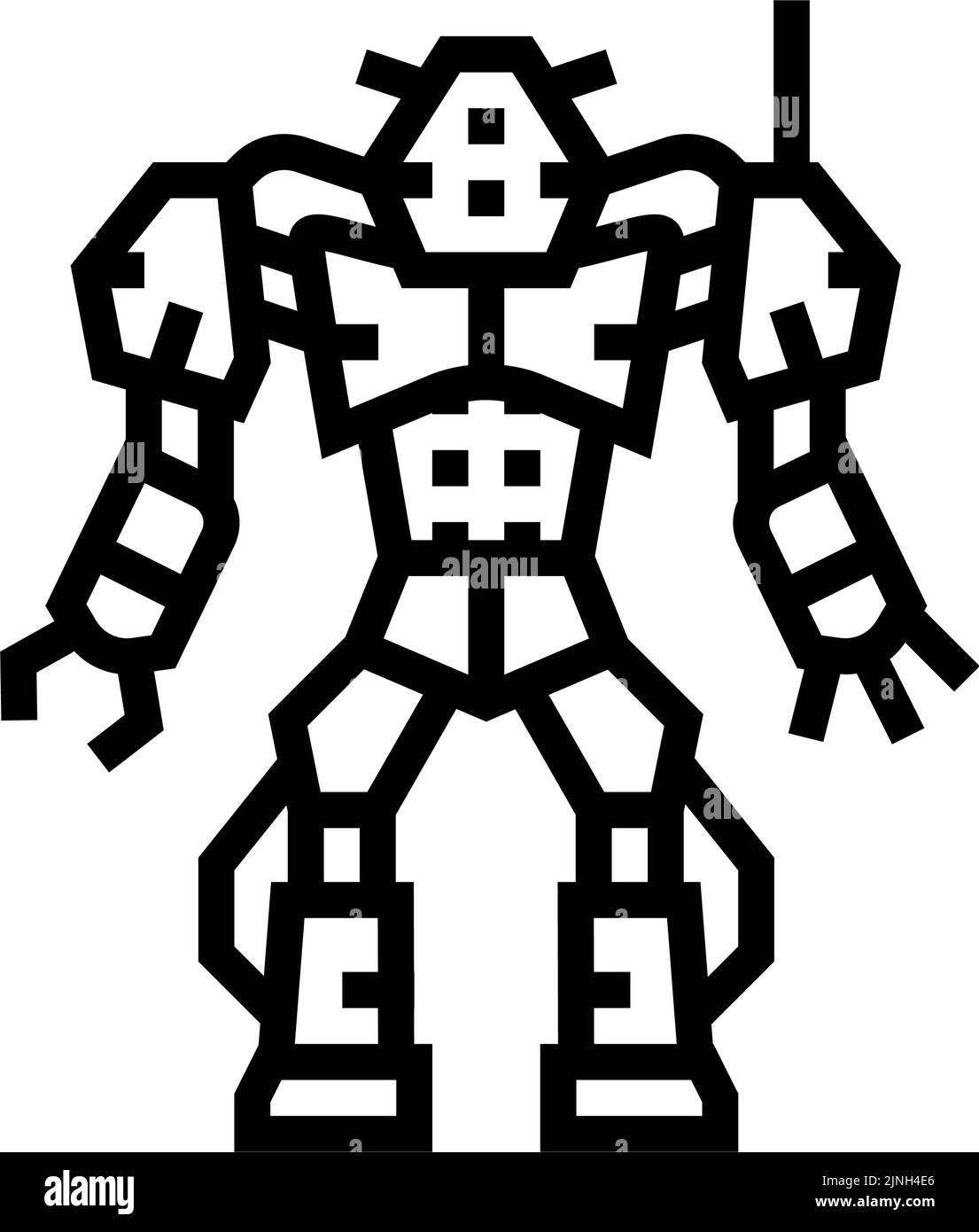 robot monster line icon vector illustration Stock Vector Image & Art ...