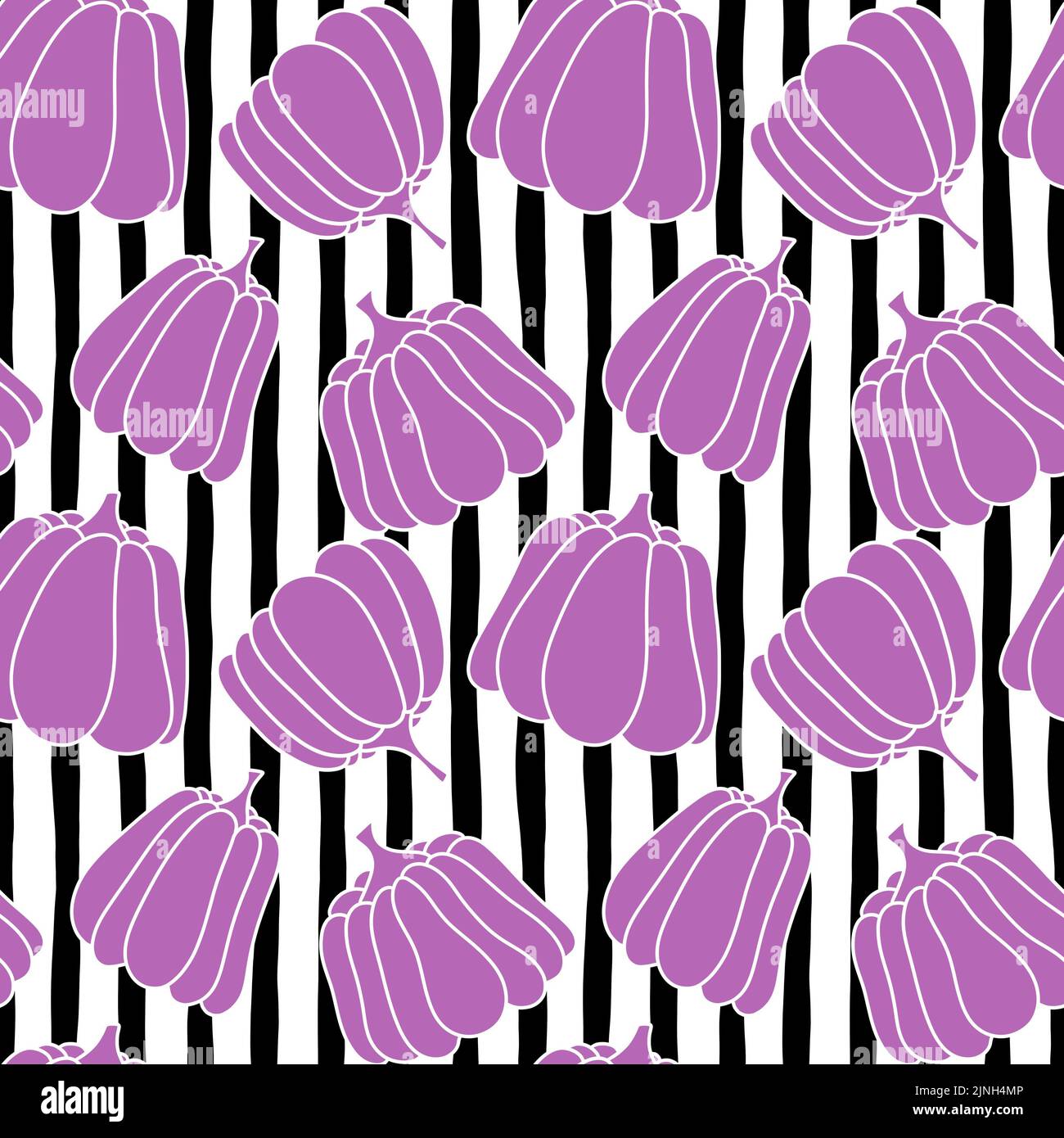 Autumn cartoon line art seamless pumpkins pattern for clothes print and ...