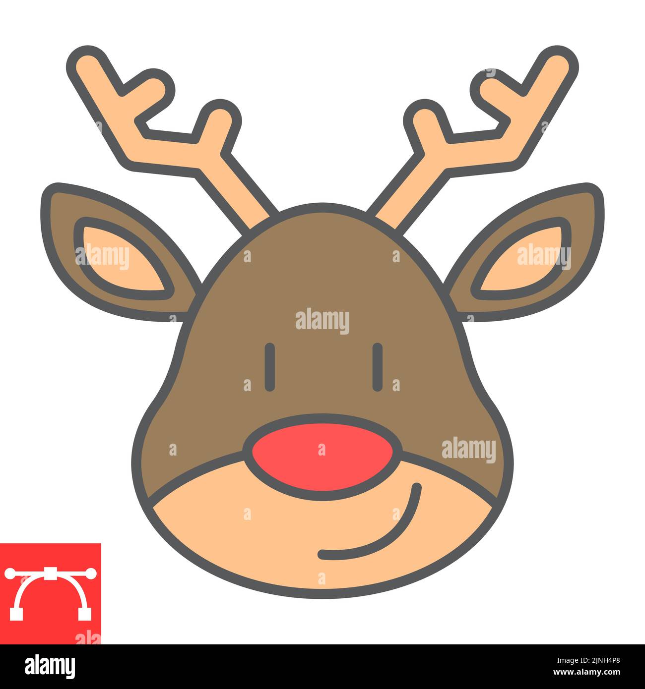Christmas deer color line icon, new year and reindeer, rudolph deer ...