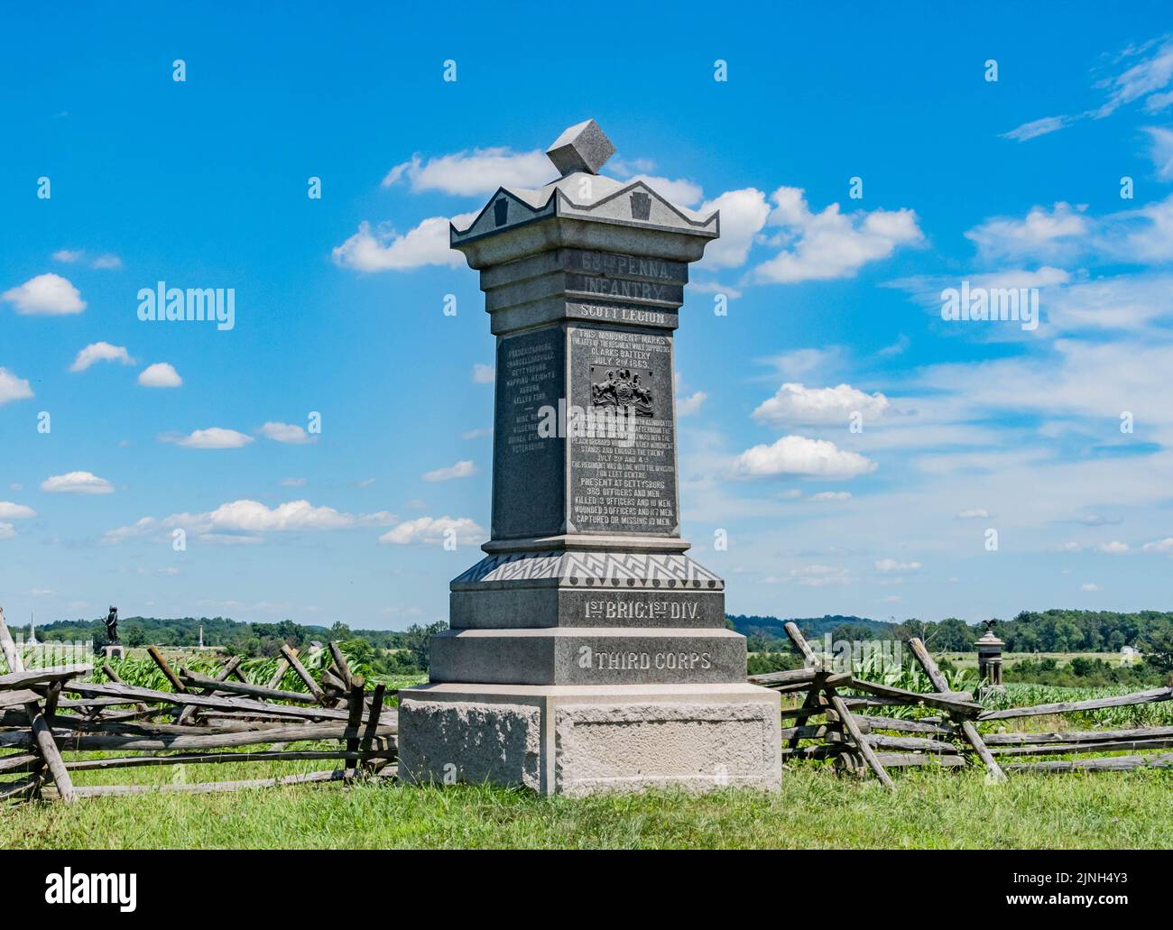 The 68th PA Infantry Monument, Gettysburg National Military Park, Pennsylvania, USA Stock Photo ...