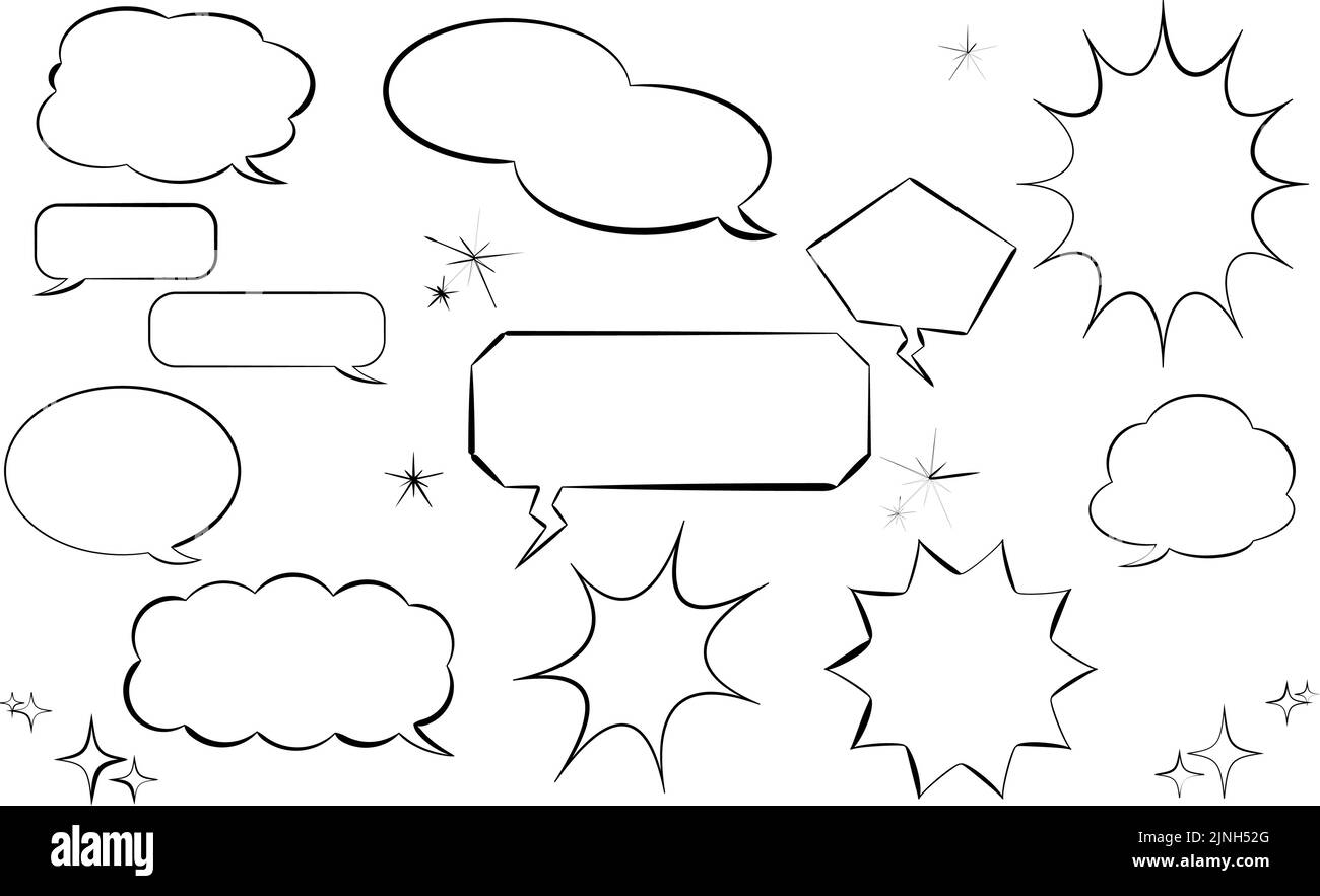 Speech bubble material: pop line speech bubble set Stock Vector Image ...