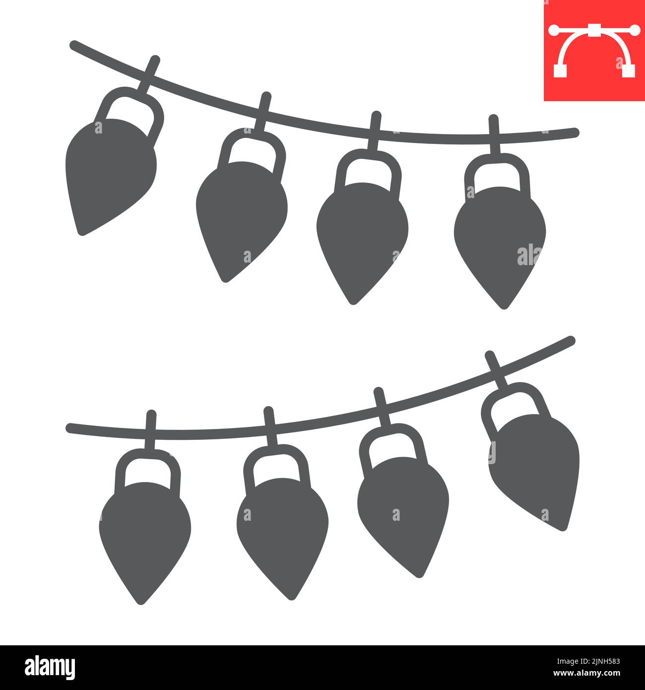 Christmas lights glyph icon, decoration and holiday, christmas light ...