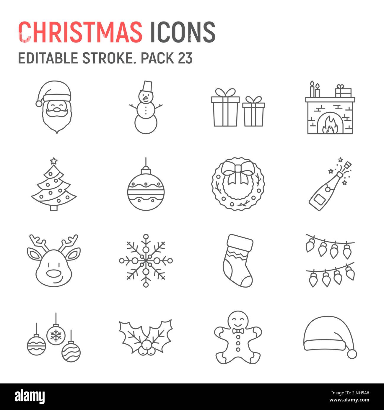 Christmas line icon set, New Year collection, vector graphics, logo ...
