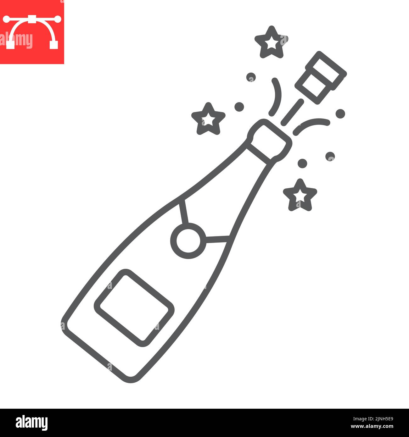 Champagne pop line icon, Christmas and alcohol, champagne bottle pop ...