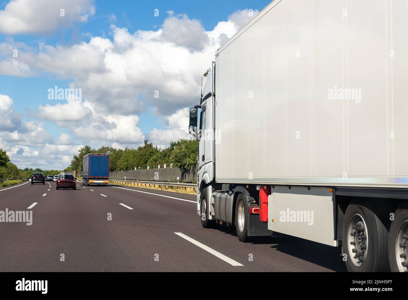 White blank modern delivery big shipment cargo commercial semi trailer ...