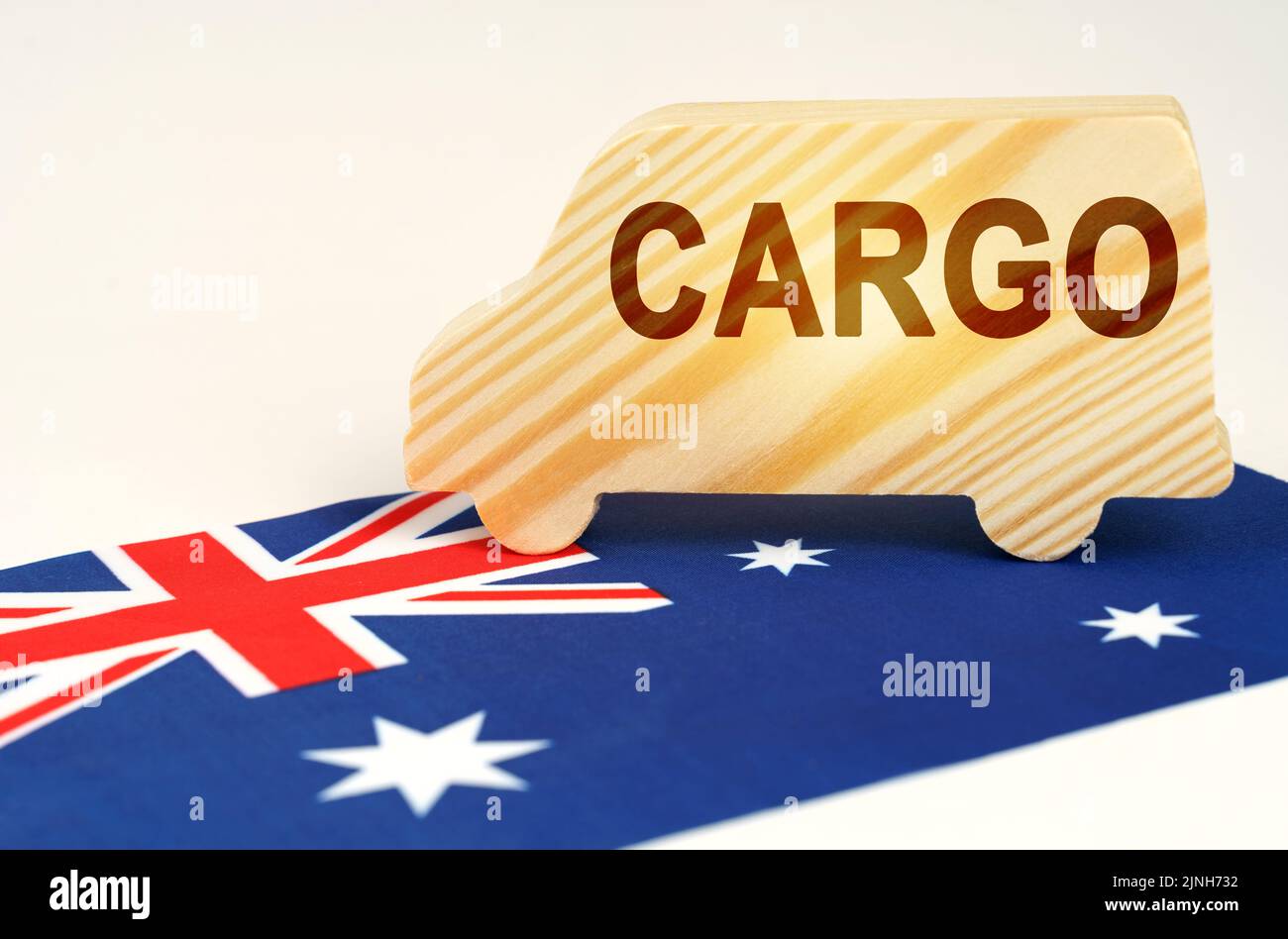 The concept of cargo transportation and logistics. On the flag of ...