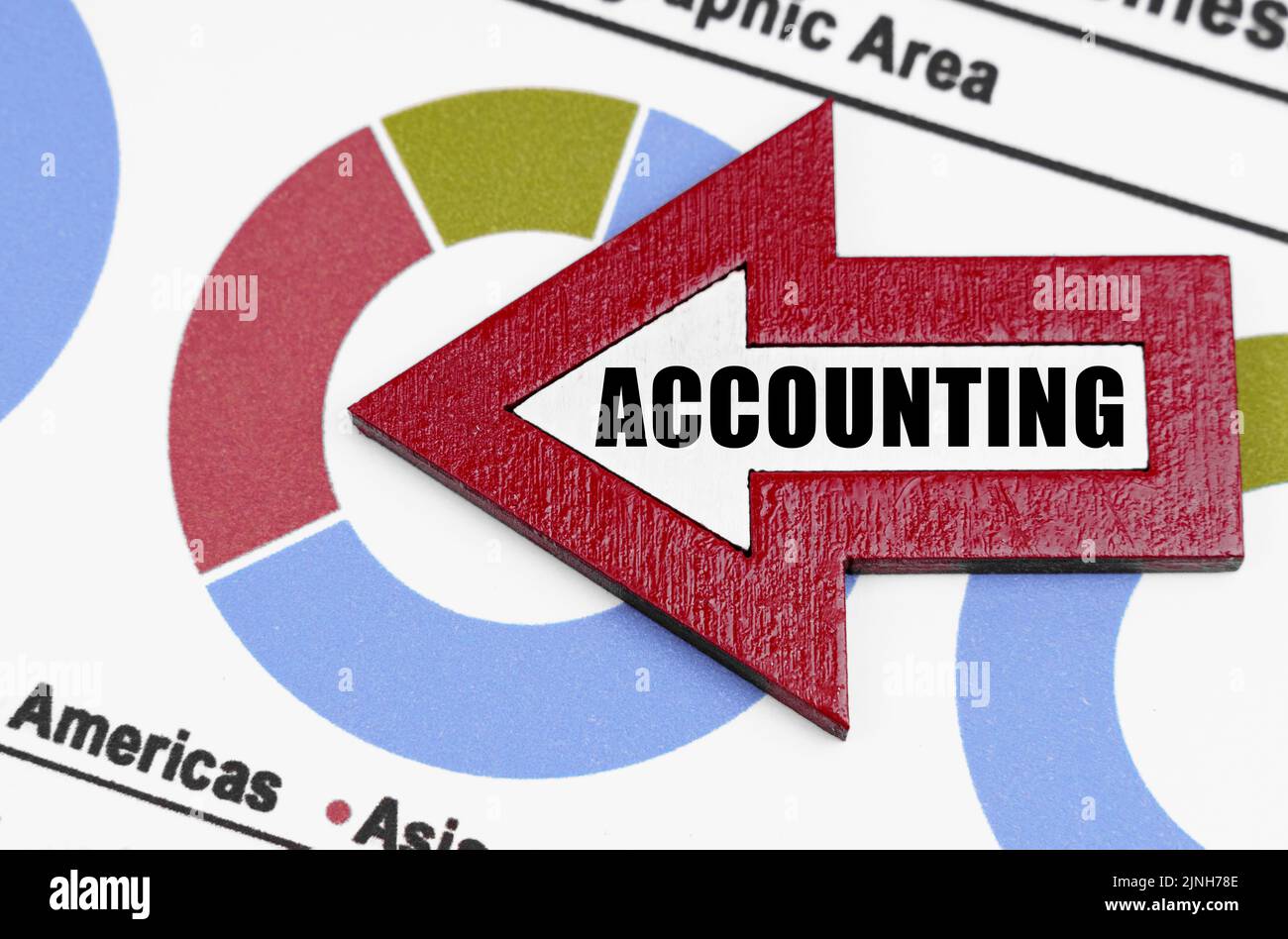 Business concept. Against the background of the diagrams, an arrow with ...