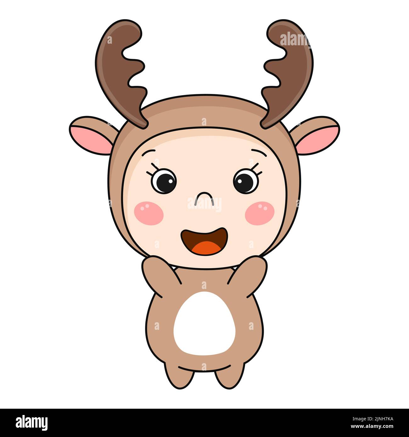 Cute kawaii kid in deer costume Stock Vector Image & Art - Alamy