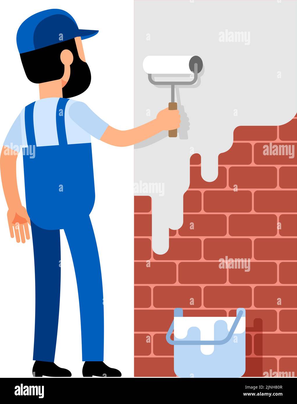 Master painter paints wall Stock Vector Images - Alamy