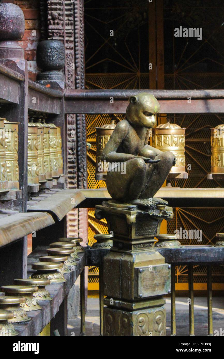 A monkey sculpture in the Temple in Nepal, South Asia Stock Photo - Alamy
