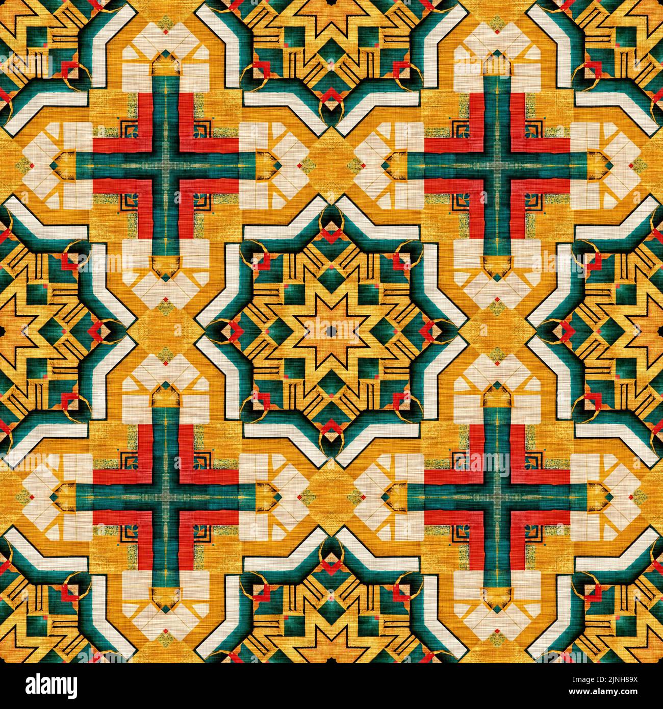 Traditional tile mosaic seamless pattern print. Fabric effect mexican ...