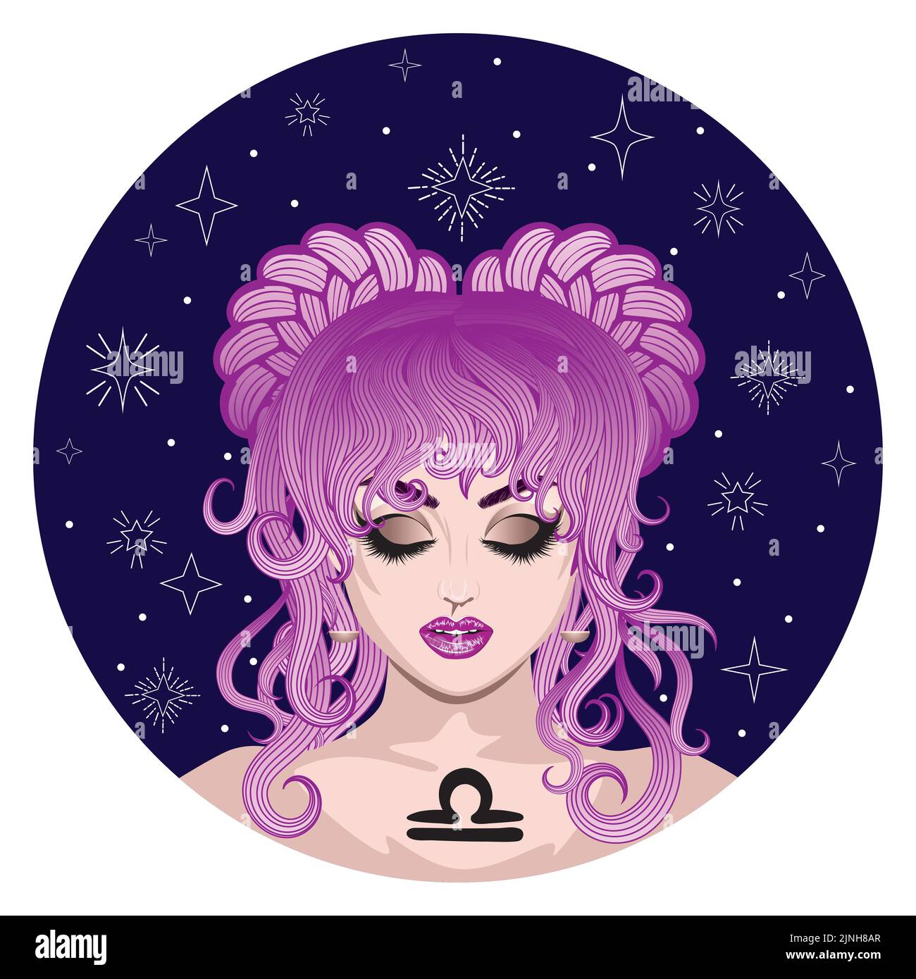Abstract fantasy Libra girl, zodiac sign avatar design Stock Vector ...