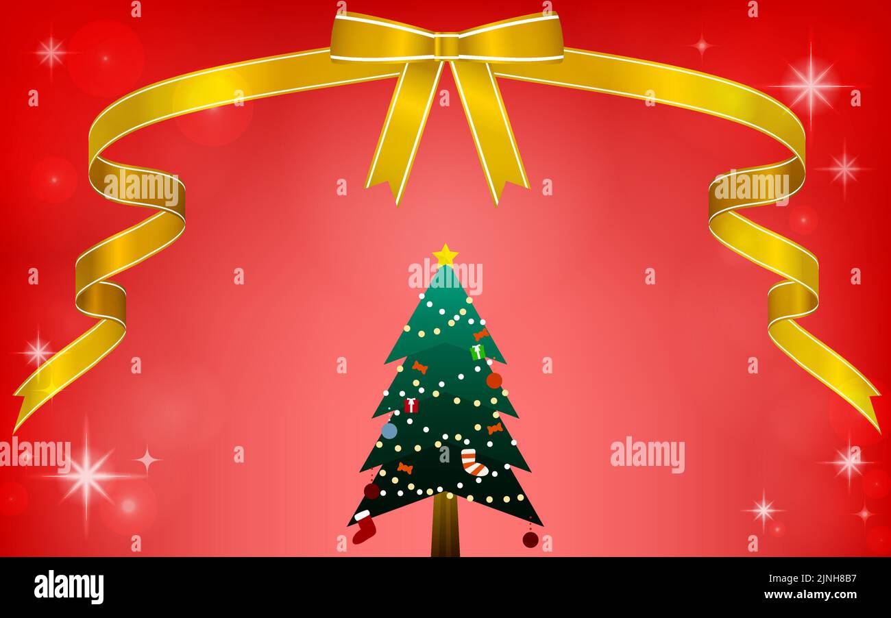 Illustration of Christmas tree with ribbon Stock Vector Image & Art - Alamy