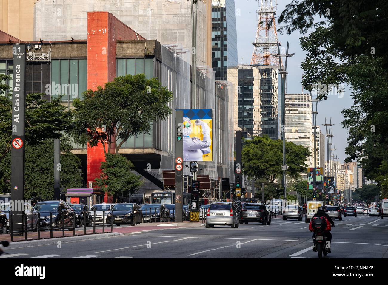 The historic MASP museum and the famous Paulista Avenue, Sao Paulo ...