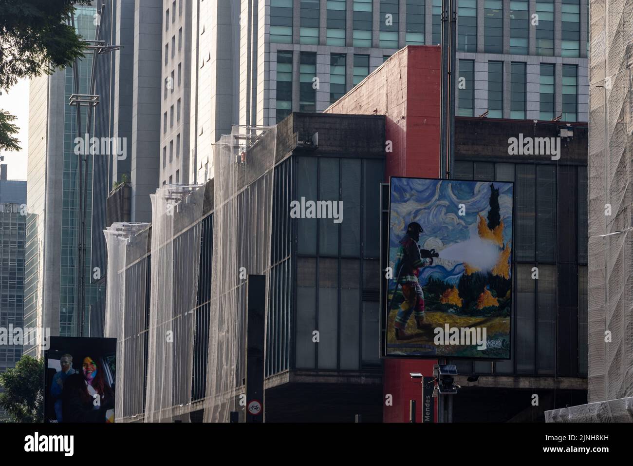 The historic MASP museum and the famous Paulista Avenue, Sao Paulo ...