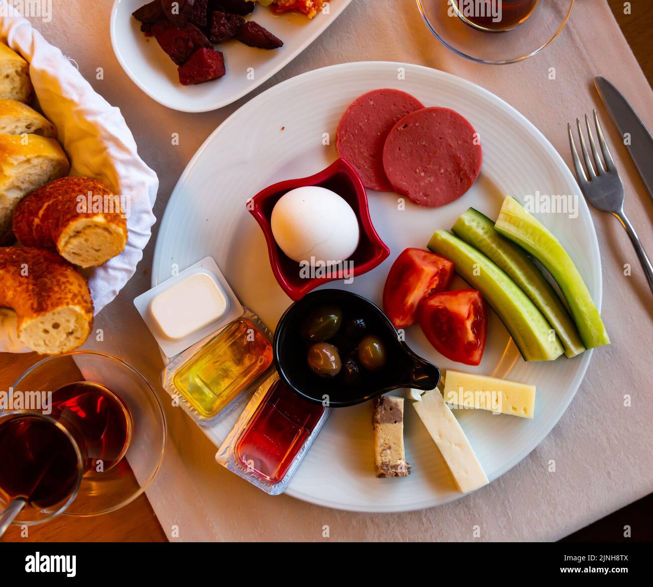 Delicious halal breakfast at the hotel Stock Photo - Alamy
