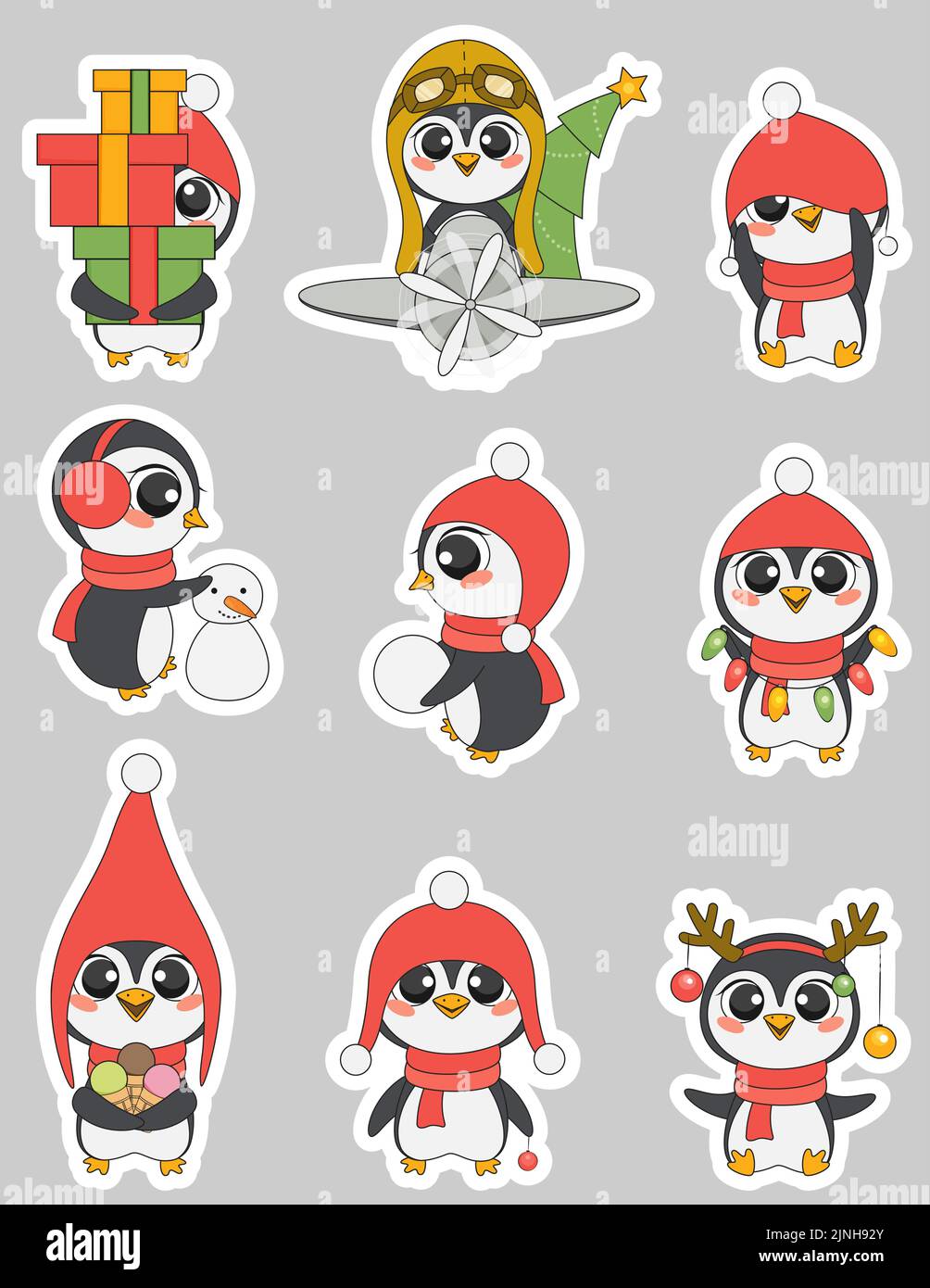 Cute christmas penguins printable stickers Stock Vector Image & Art - Alamy