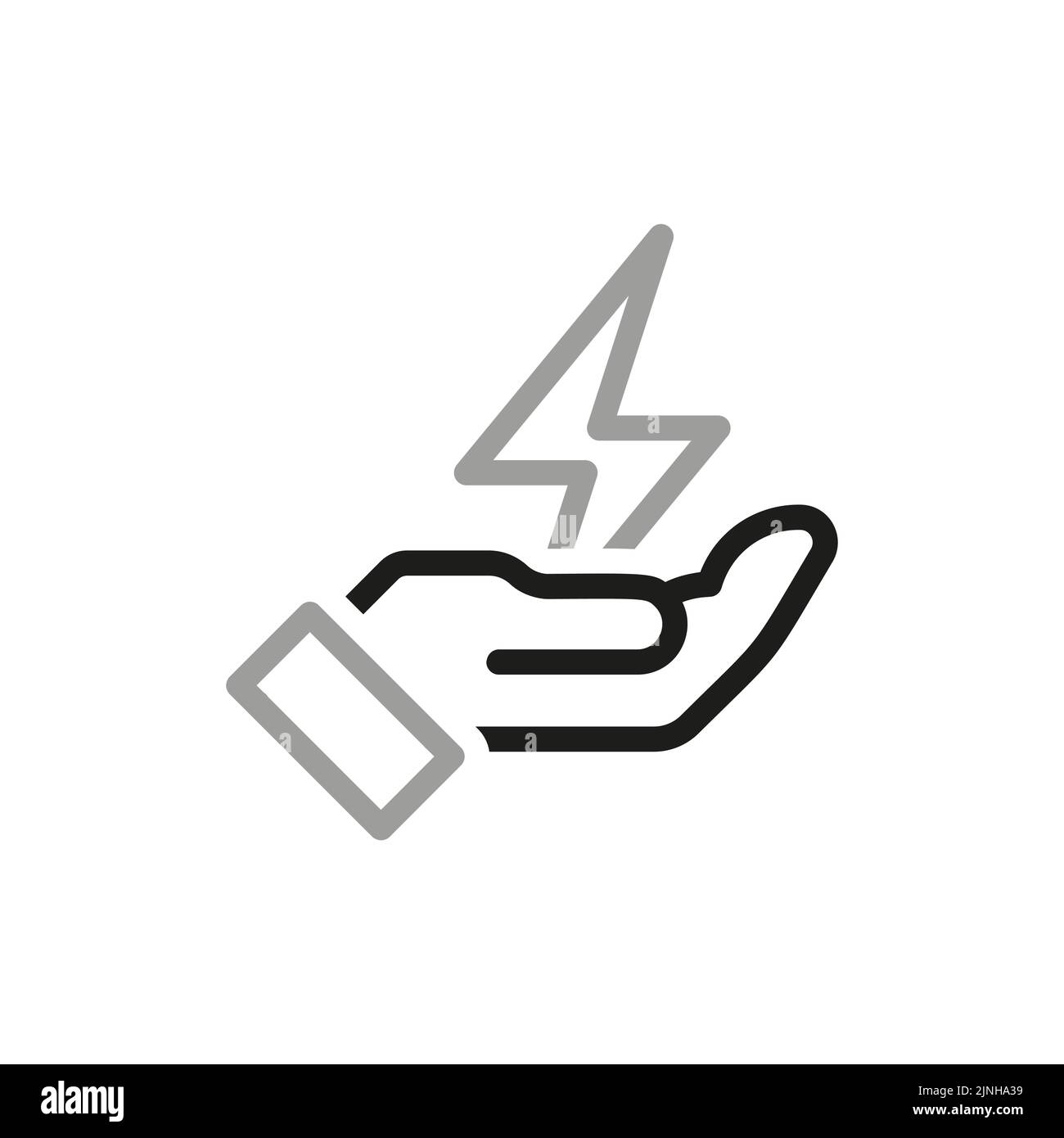 Simple of hand holding lightning vector Line Icon. Icon for renewable ...