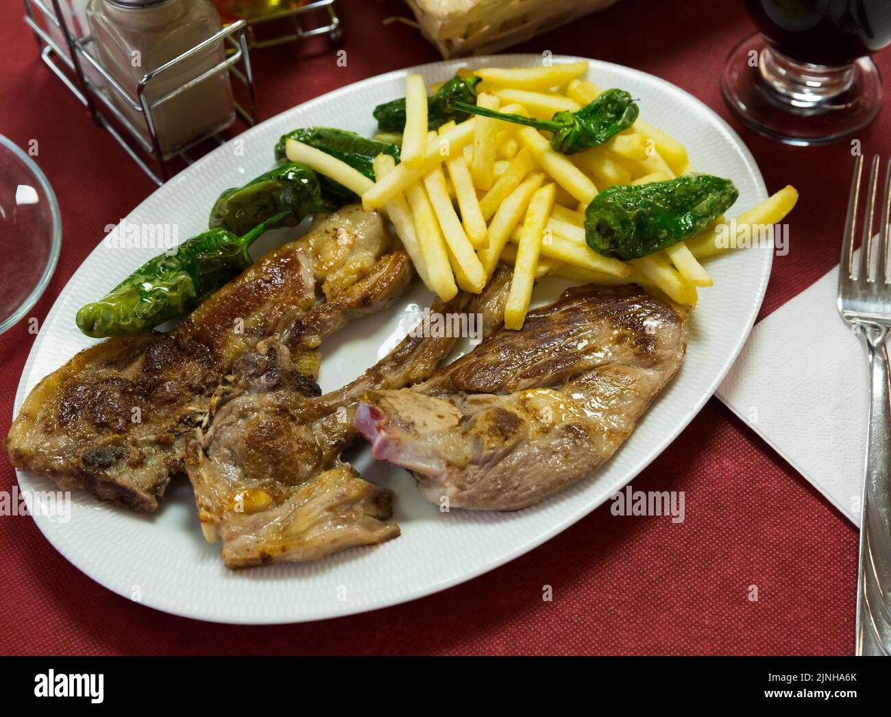 Grilled lamb with sauce aioli Stock Photo - Alamy