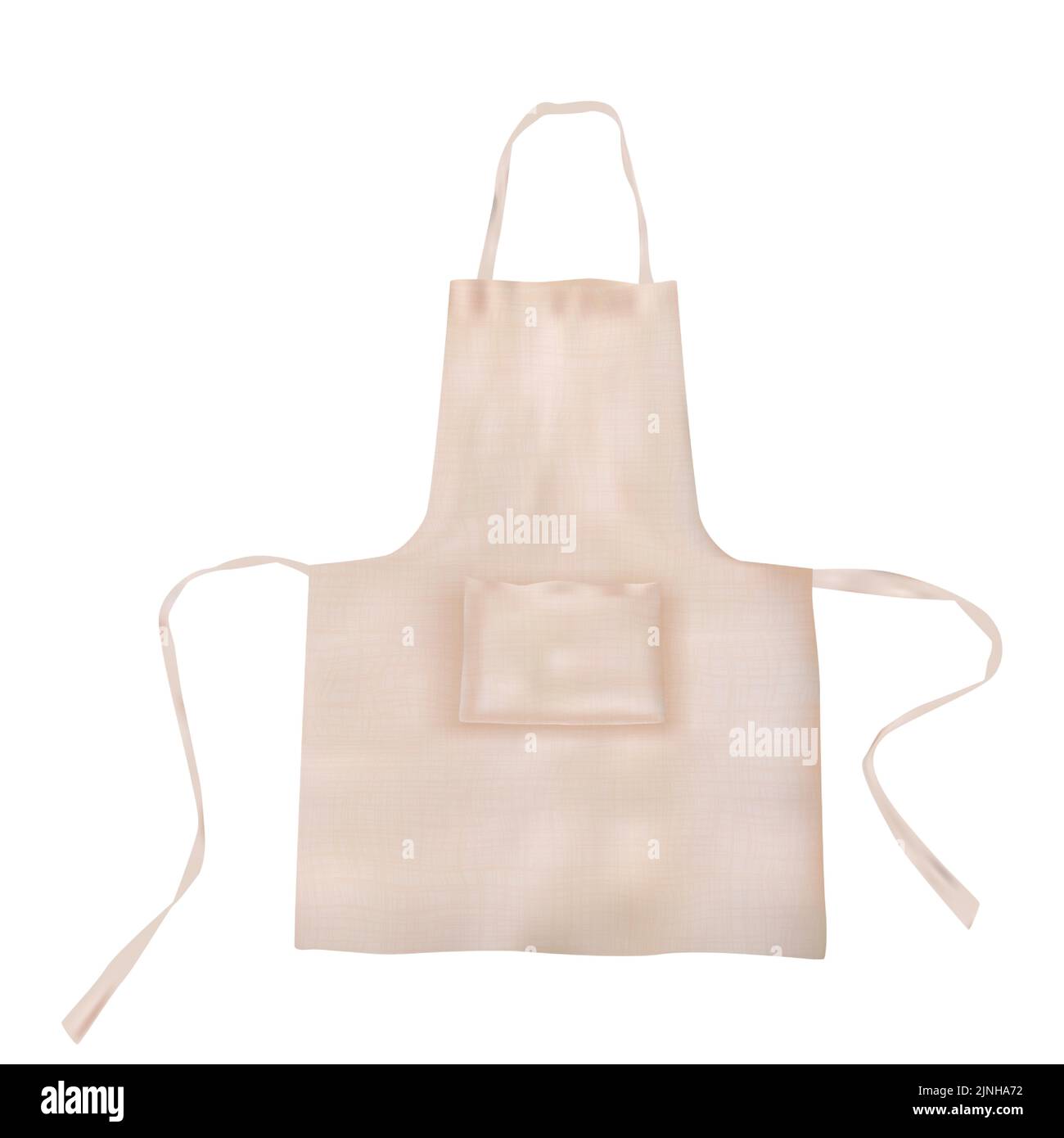 Realistic white blank apron mock up with fabric texture isolated from ...