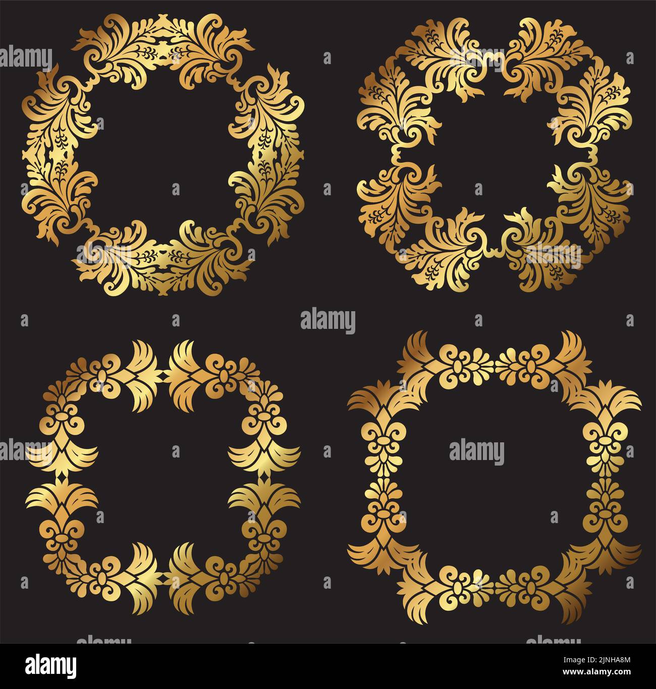 A set of vintage gold vector decorative borders and frames Stock Vector ...