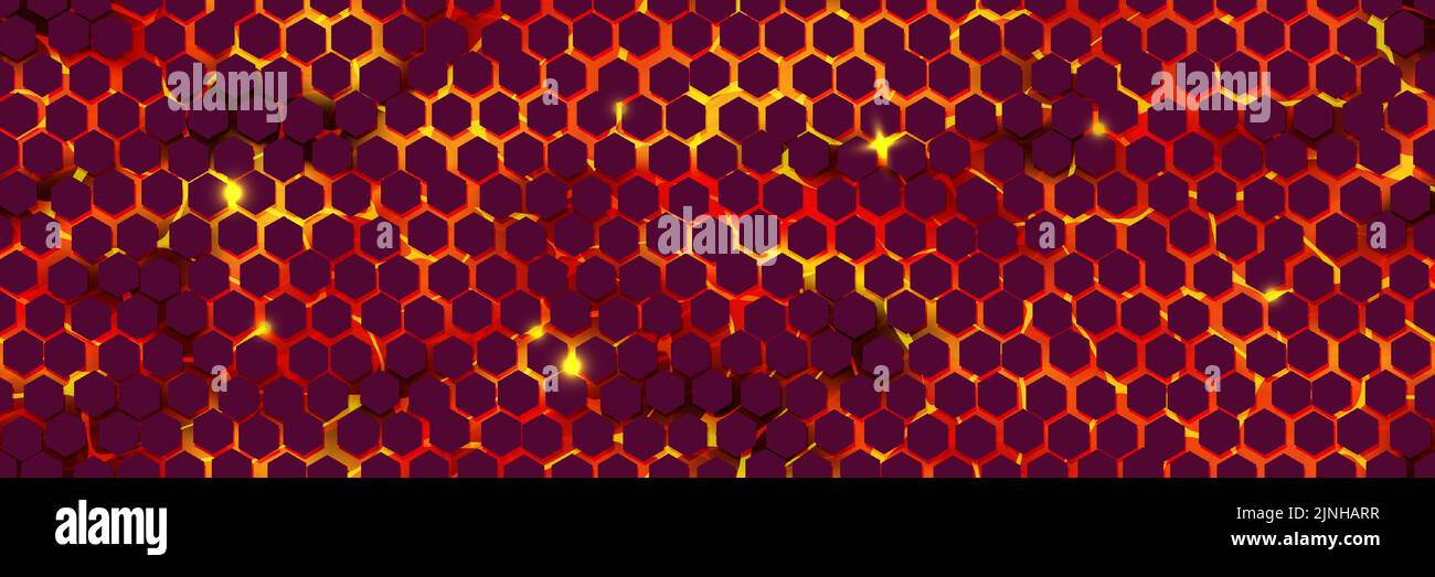 Volcanic lava with cracked honeycomb ground texture top view. Hot magma ...