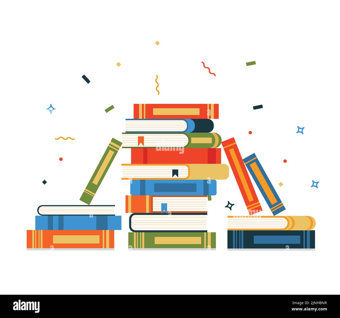 Book stack. Huge pile of books and encyclopedias, education and success ...