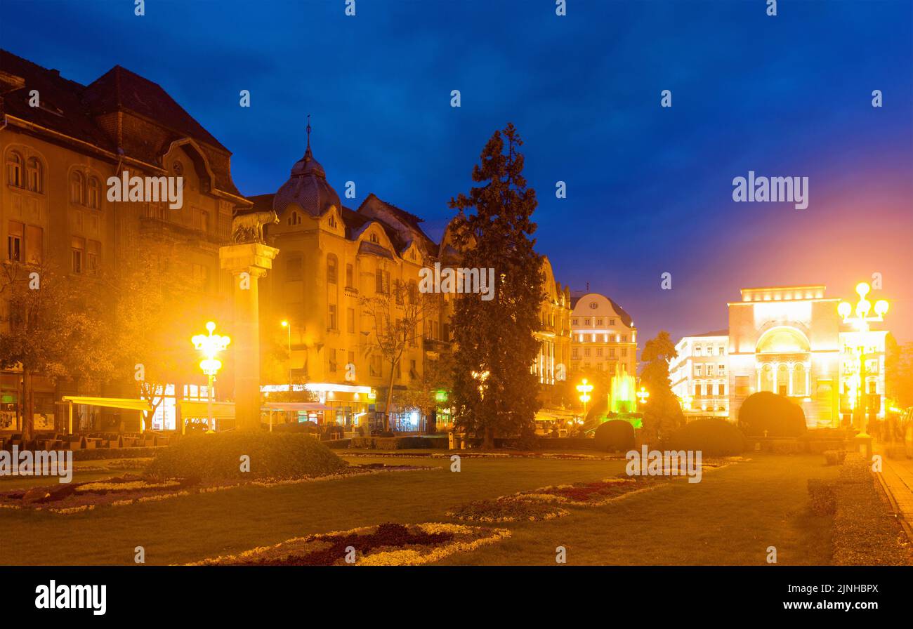 Victoriei Square with National Opera house at dusk Stock Photo - Alamy