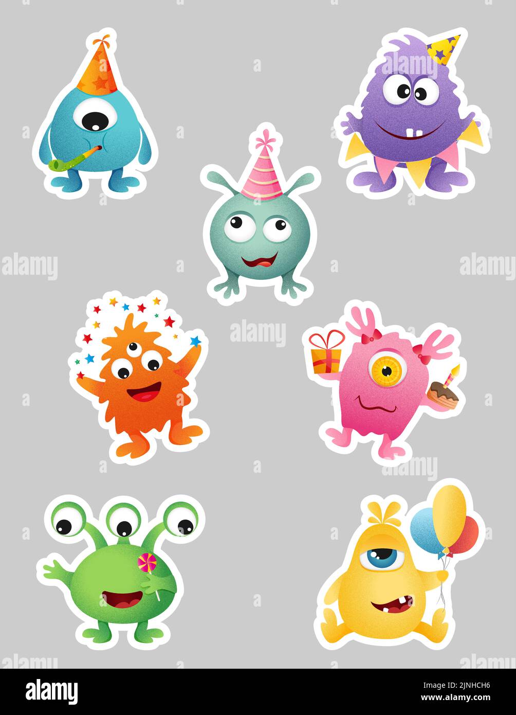 Colorful cute monster stickers. Funny cartoon character. Vector ...