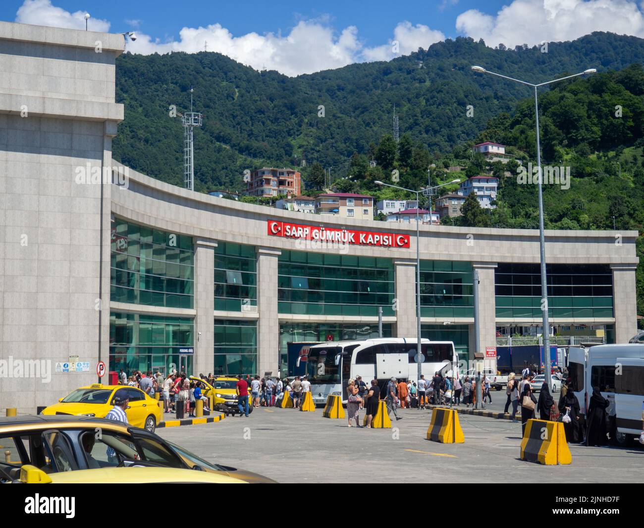 Border checkpoint between Turkey and Georgia. State building. On the ...