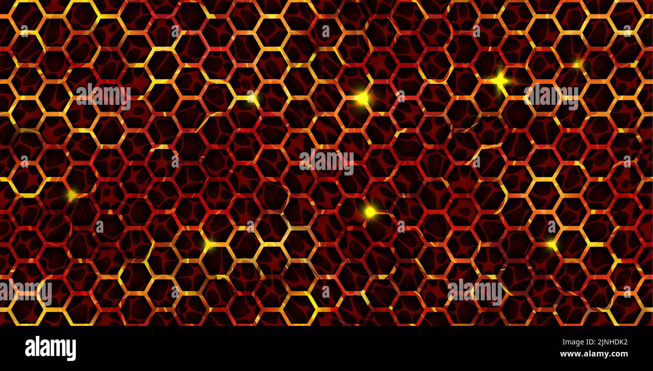 Seamless honeycomb texture of magma surface top view. Volcanic lava ...